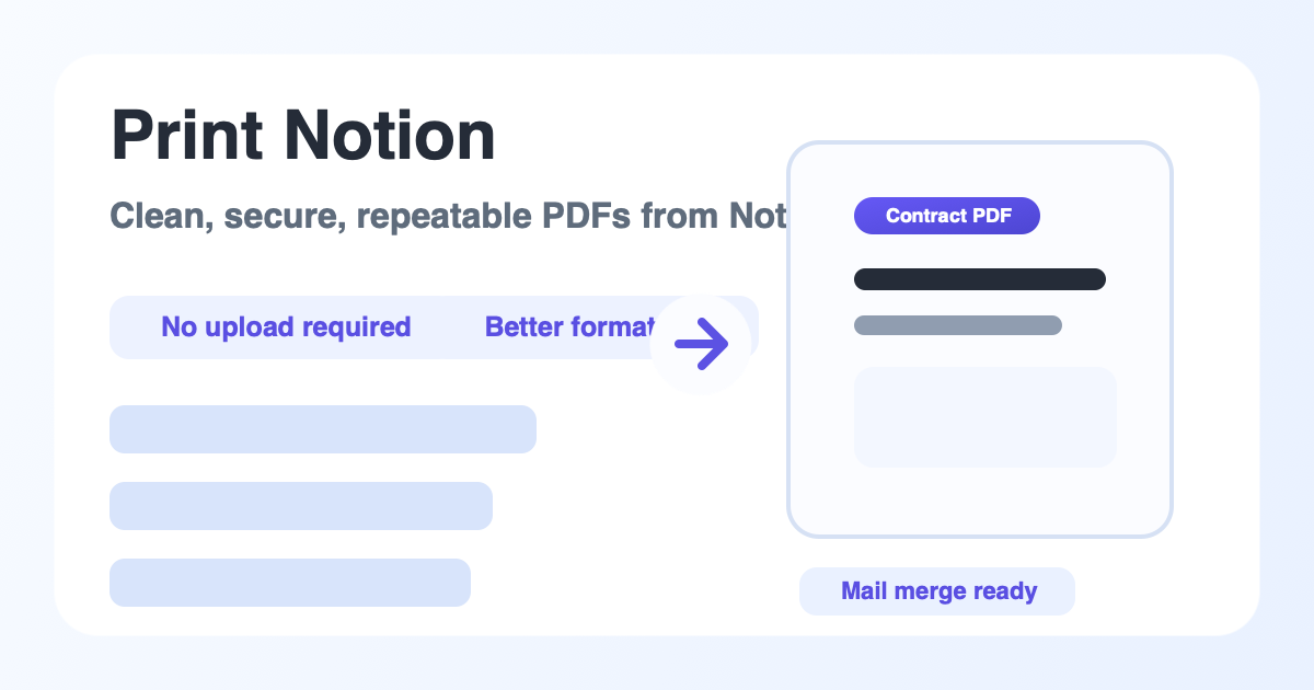 Notion to PDF Converter - Clean Export Without Upload | Print Notion